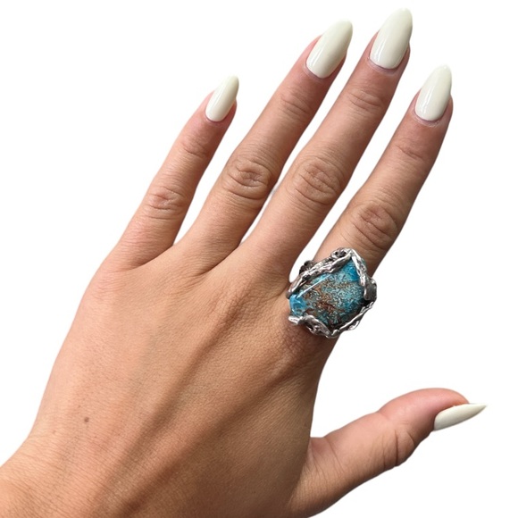 Vintage | Jewelry | Handmade Turquoise Ring Set In Sterling Silver 775 ...